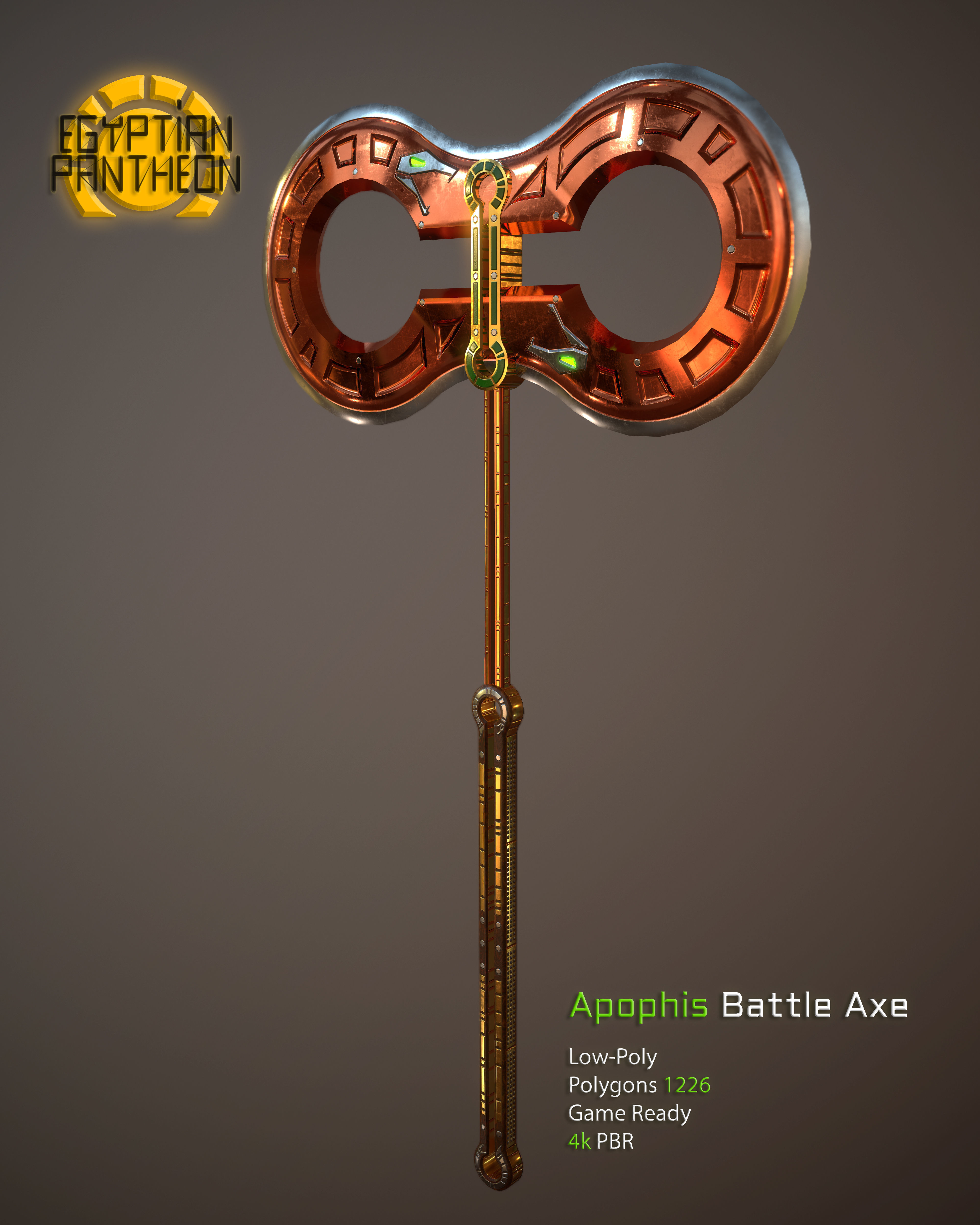 3D model Egyptian Pantheon - Apophis Battle Axe VR / AR / low-poly ...