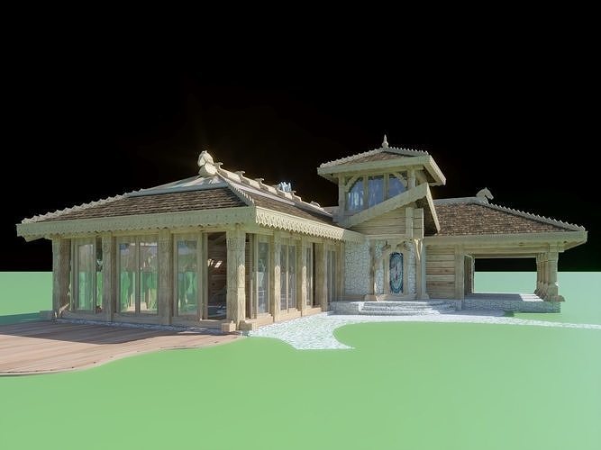 Wooden pool house 3D model | CGTrader