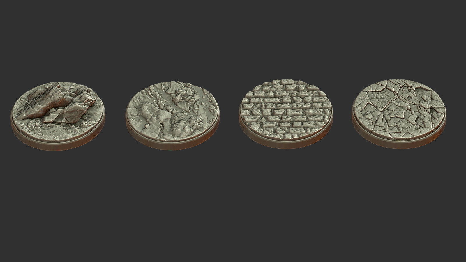 FREE PACK - 4 LANDSCAPE MINIATURE BASES 50mm 3D Print Ready free 3D ...