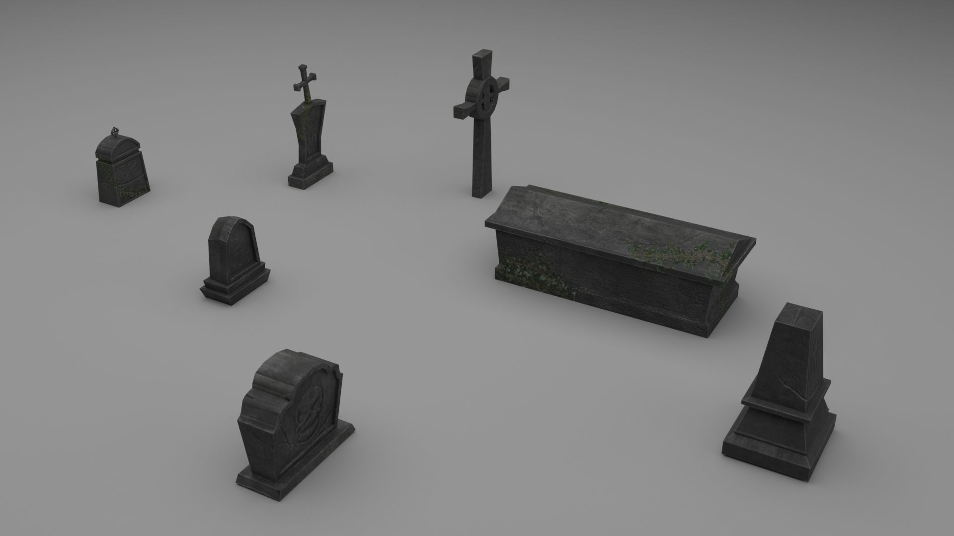 3D model PBR TombStone gravestone with cross VR / AR / low-poly | CGTrader