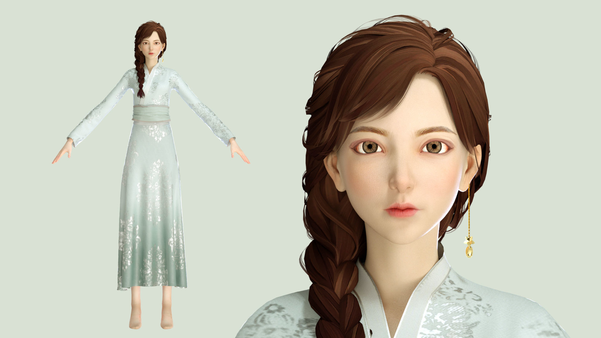 Cartoon Hanfu women chest-length skirts intimate big sisters 3D model | CGTrader
