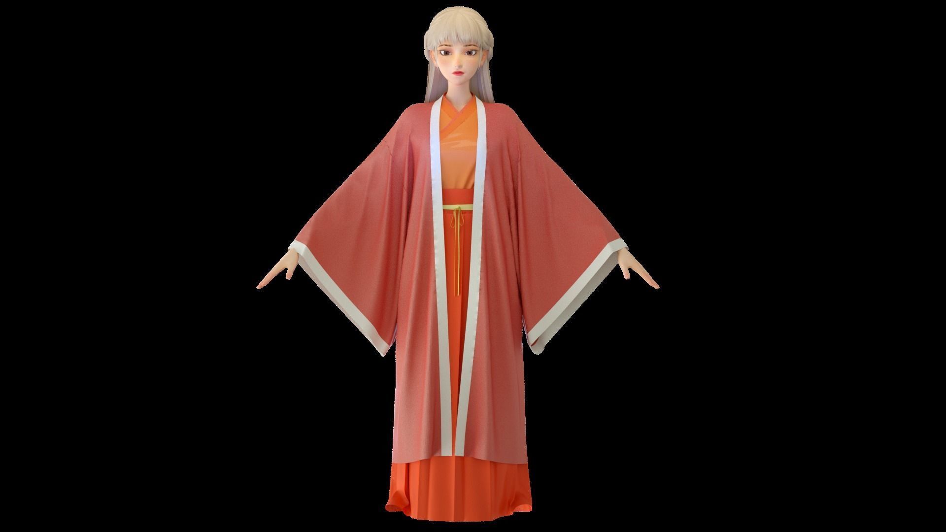 Cartoon Hanfu girl Hanfu chest-length skirt costume dance 3D model | CGTrader