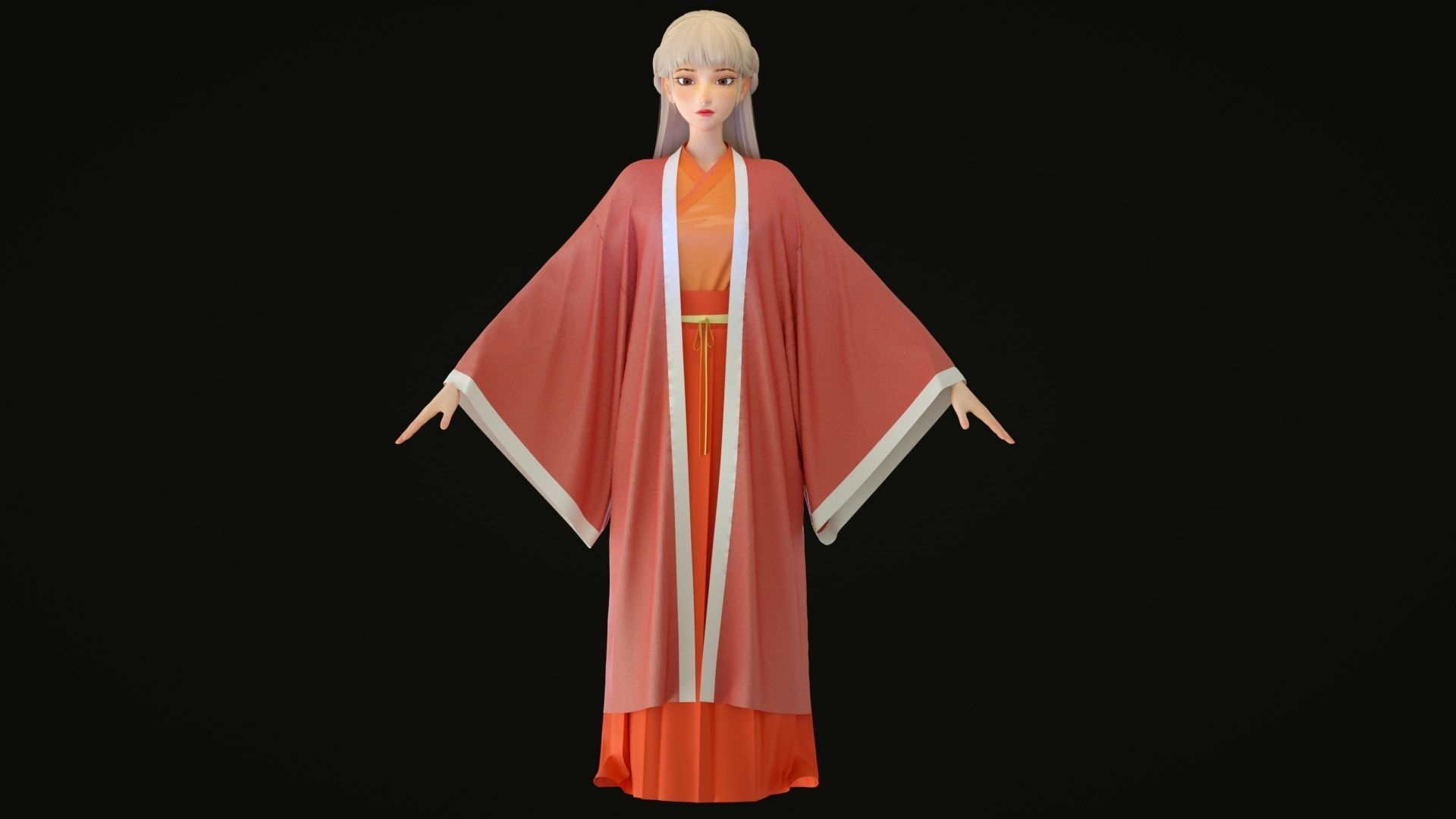 Cartoon Hanfu girl Hanfu chest-length skirt costume dance 3D model ...