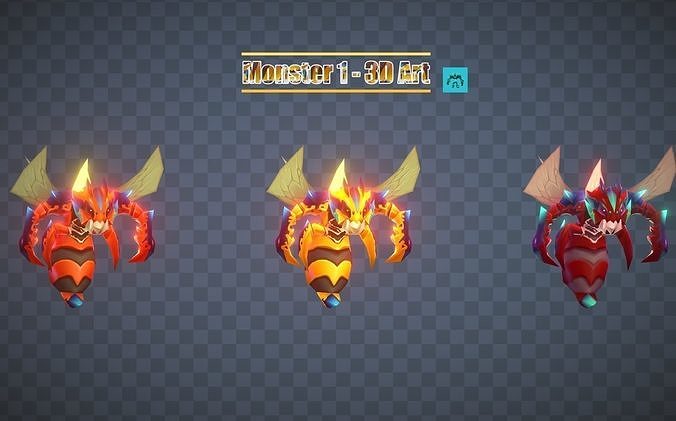 3D model Bee Monster 1 - 3D Art VR / AR / low-poly | CGTrader