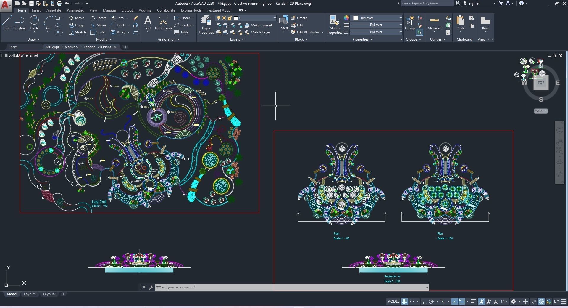 0029 - Creative Swimming Pool - 2D Plans - 3D Files 3D model | CGTrader