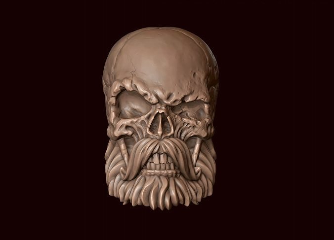Skull with Beard and Mustache 3D model 3D printable | CGTrader