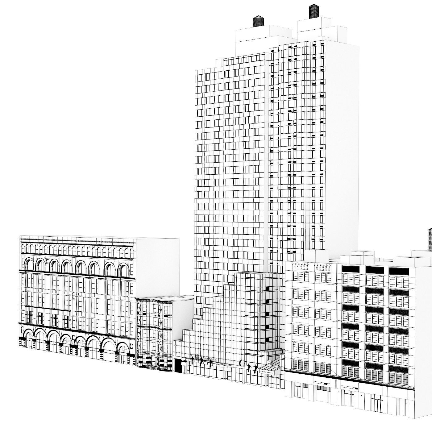 Facade of City Point Brooklyn New York buildings 3D model | CGTrader