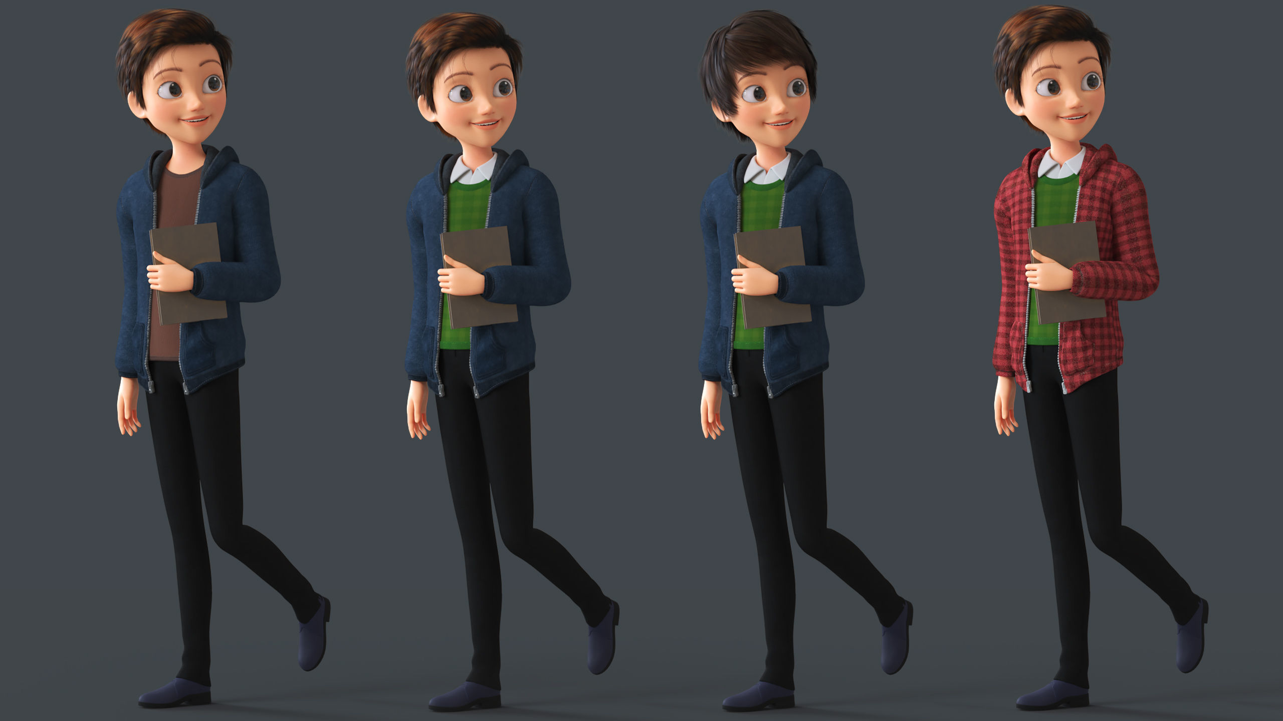 Cartoon Teen Boy - College Student 3D model rigged | CGTrader