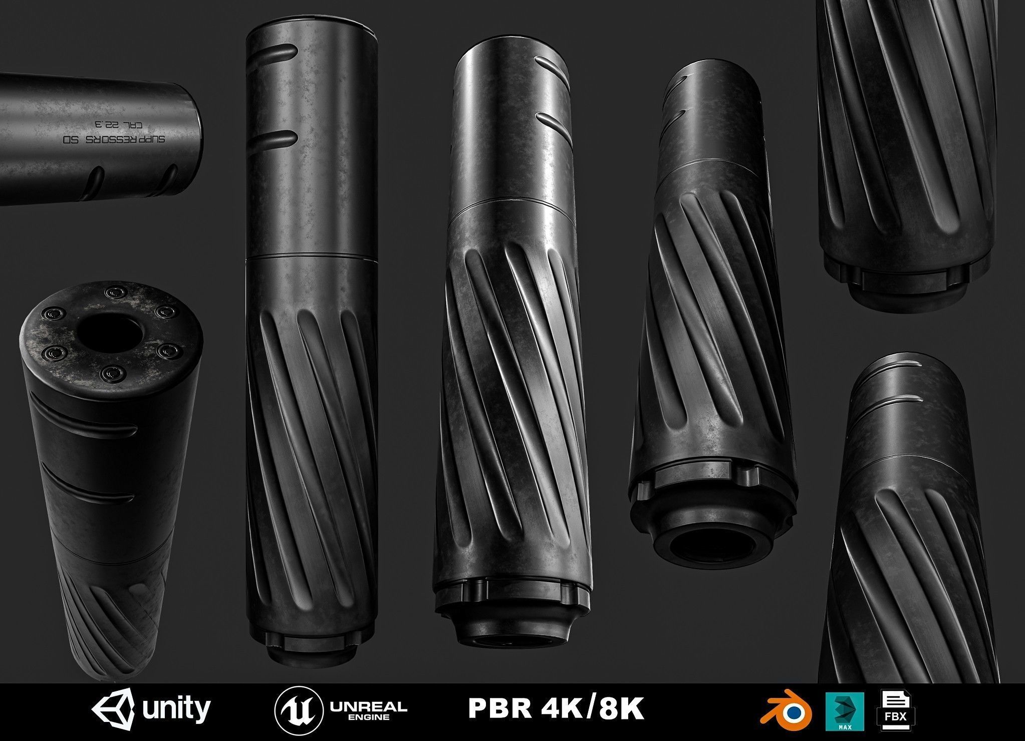 3D model Gun Silencer VR / AR / low-poly | CGTrader