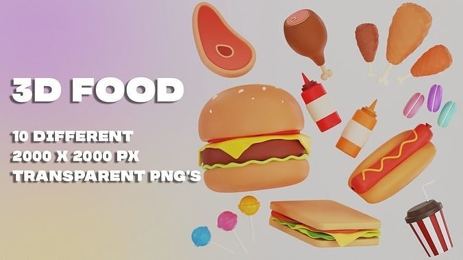 3D model 3D model Cartoon Food Pack VR / AR / low-poly | CGTrader