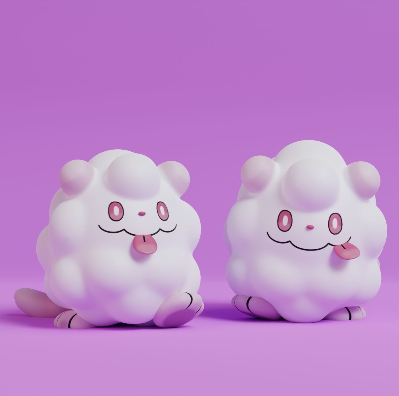 Pokemon - Swirlix and Slurpuff with 2 poses 3D model 3D printable ...
