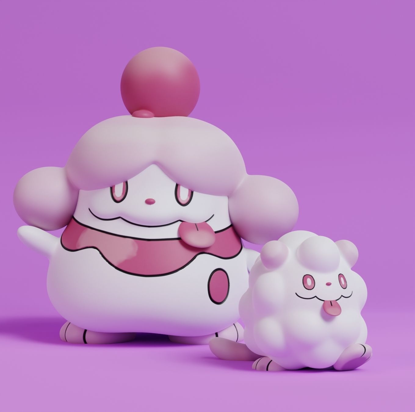 Pokemon - Swirlix and Slurpuff with 2 poses 3D model 3D printable ...