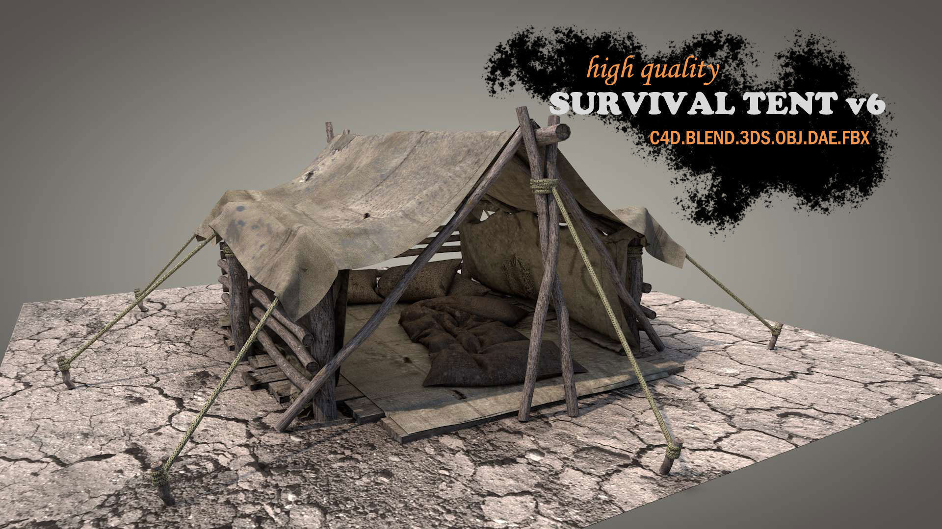 Survival Tent v6 3D model | CGTrader