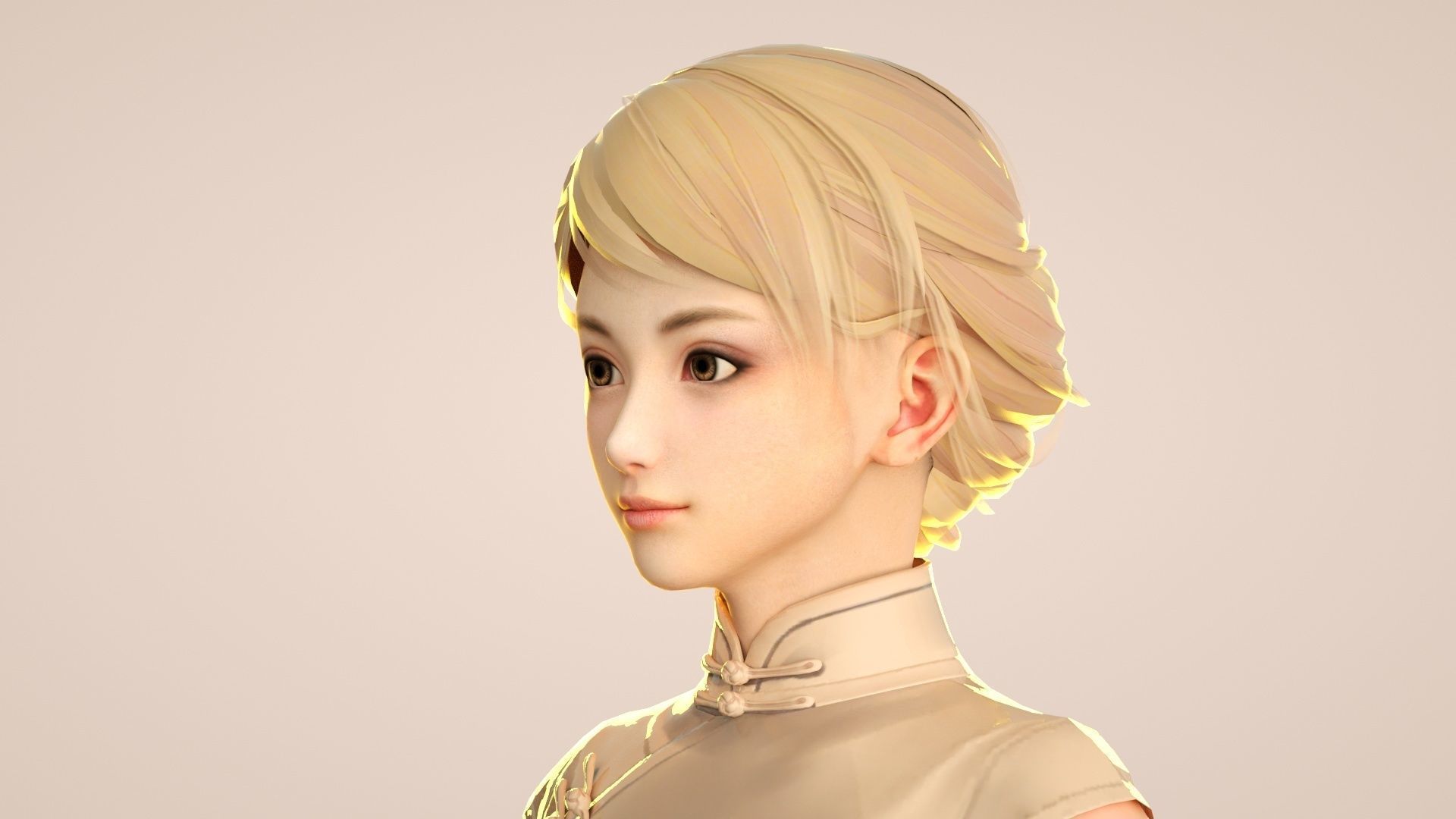 cartoon cheongsam woman woman republican cheongsam 3D model | CGTrader