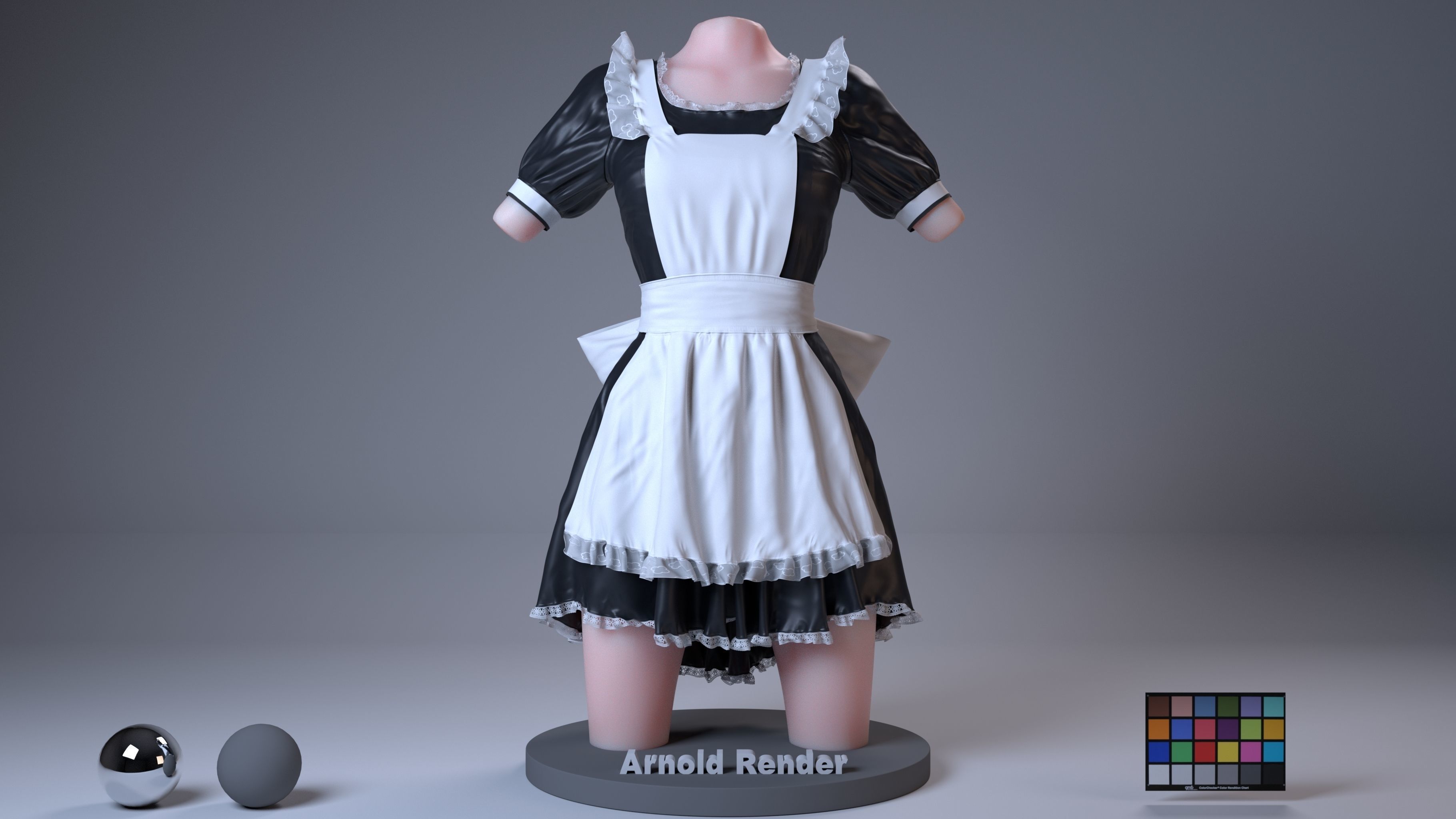 ClothCG Maid Outfit 002a Marvelous ZB PBR 8K 3DAssets 3D model | CGTrader