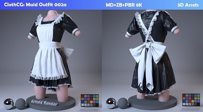 ClothCG Maid Outfit 002a Marvelous ZB PBR 8K 3DAssets 3D model | CGTrader