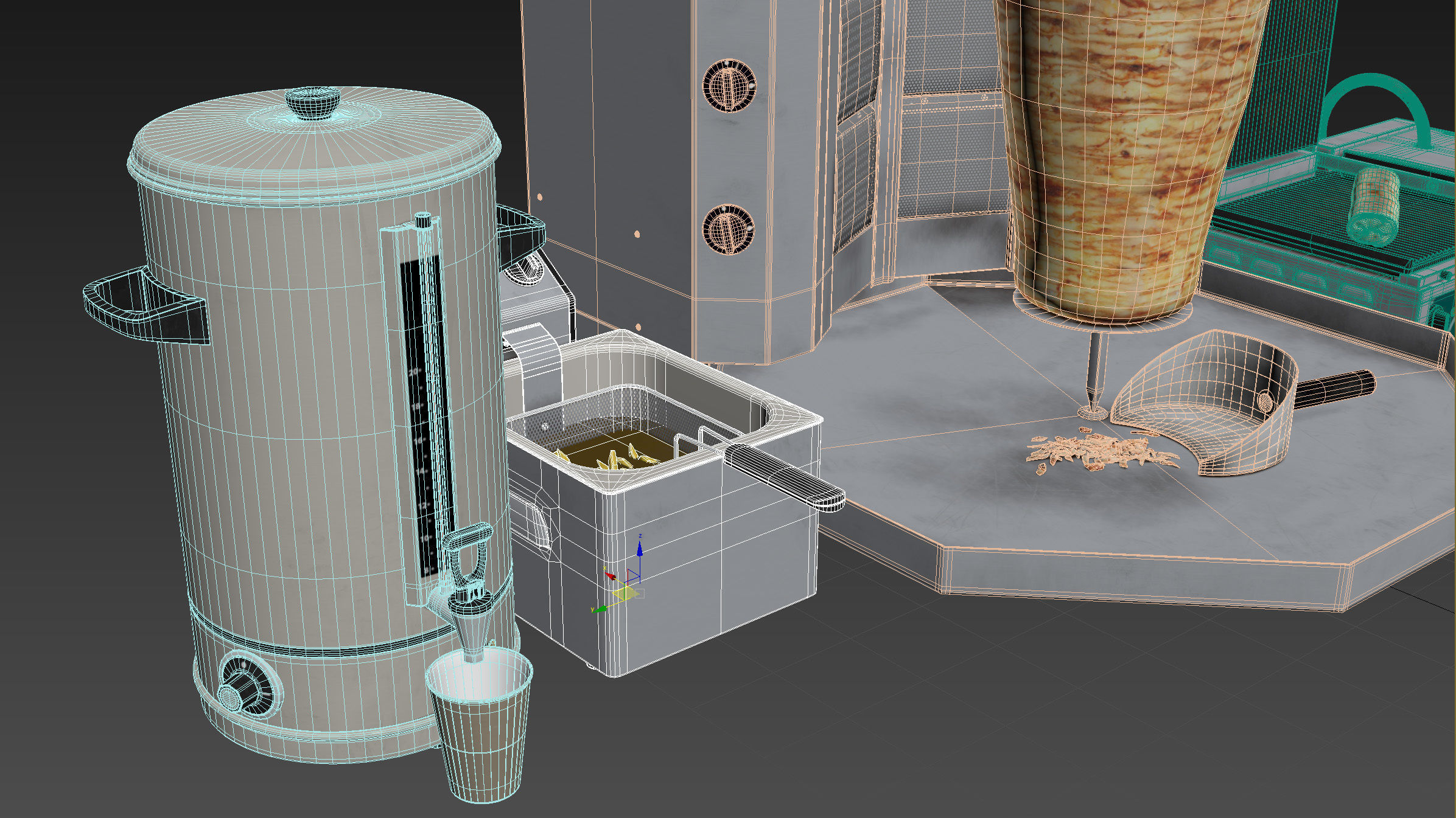 Equipment for Shawarma cafe 3D model | CGTrader