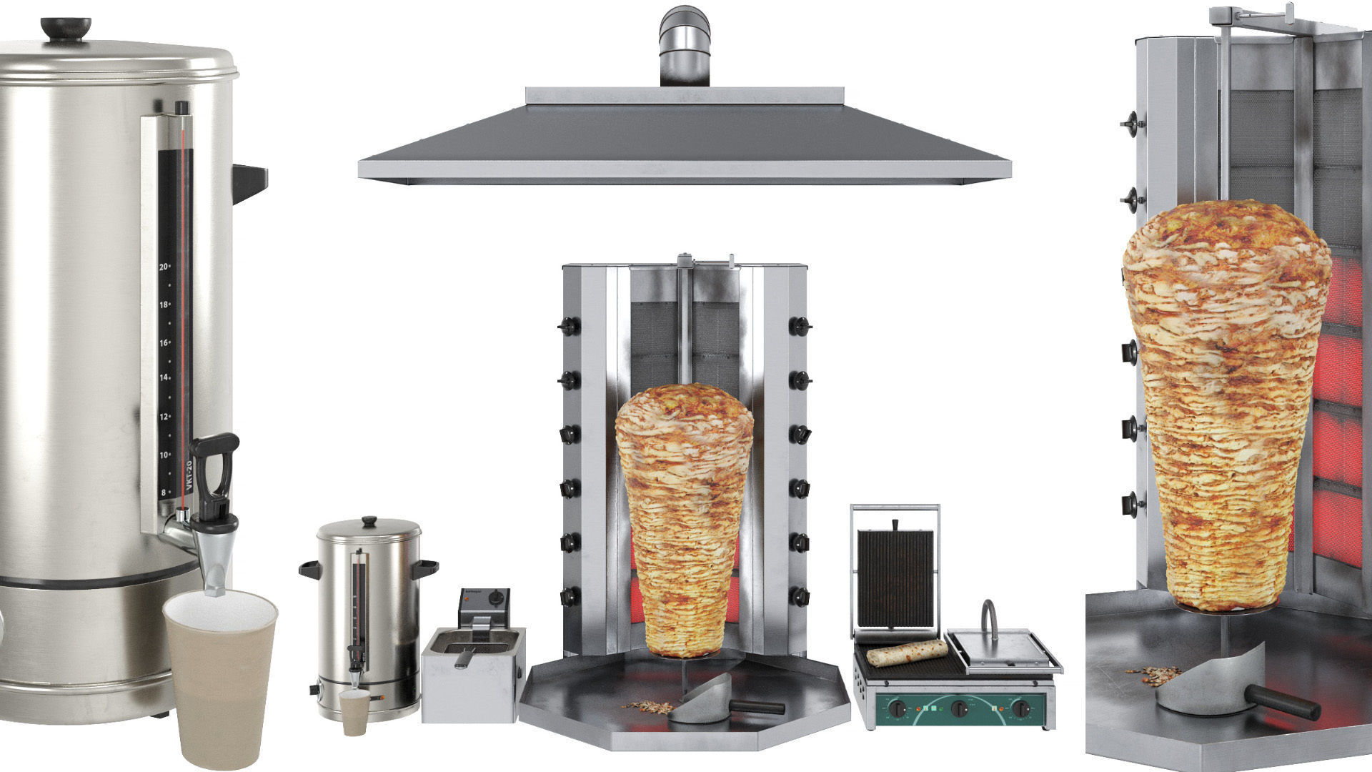 Equipment for Shawarma cafe 3D model | CGTrader