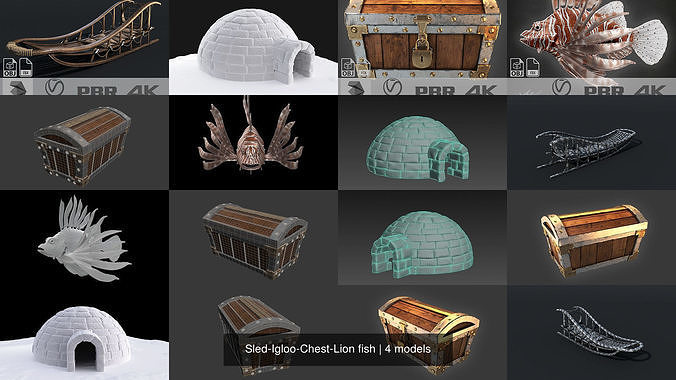 Sled-Igloo-Chest-Lion fish 3D Model Collection | CGTrader