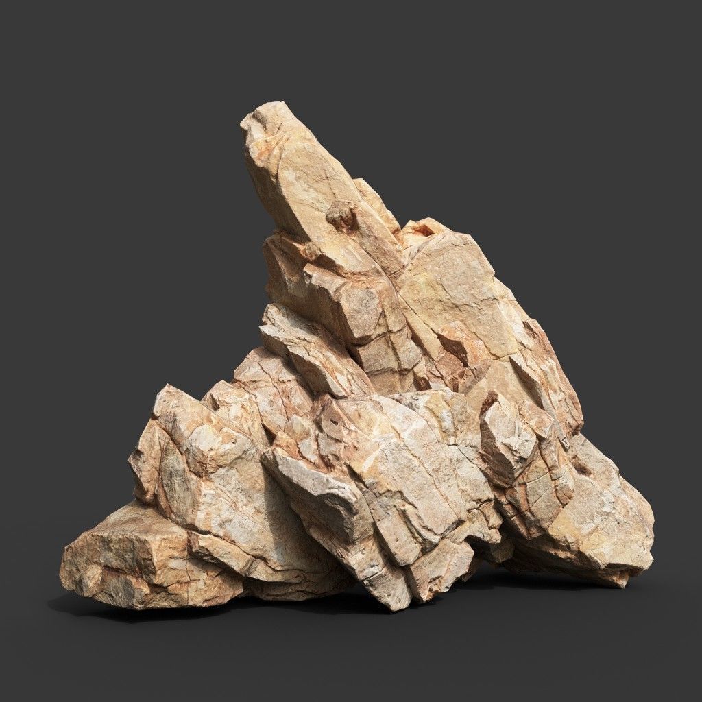 3D model Low Poly Yellow Rock Formation 221219 - Ultra HD 16K Texture ...
