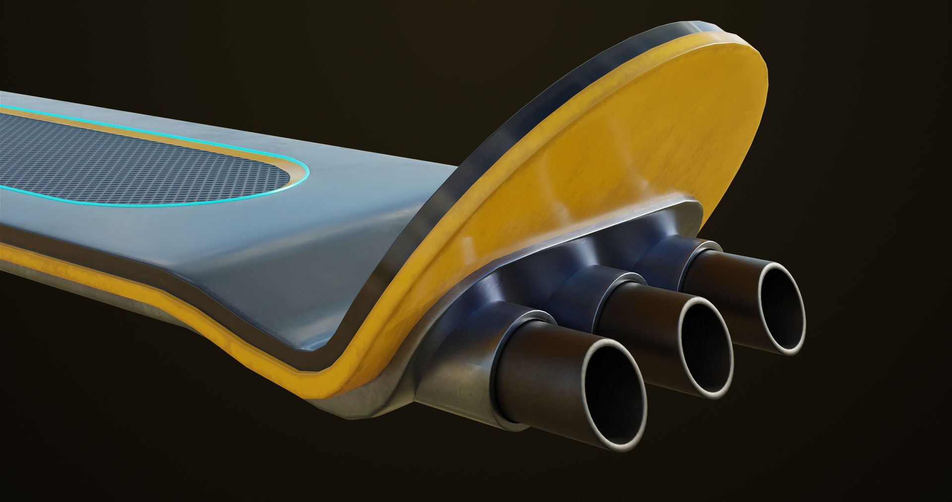 3d Model Sic Fi Emissive Hoverboard 5 All Pbr Unity Ue Textures Included Vr Ar Low Poly 