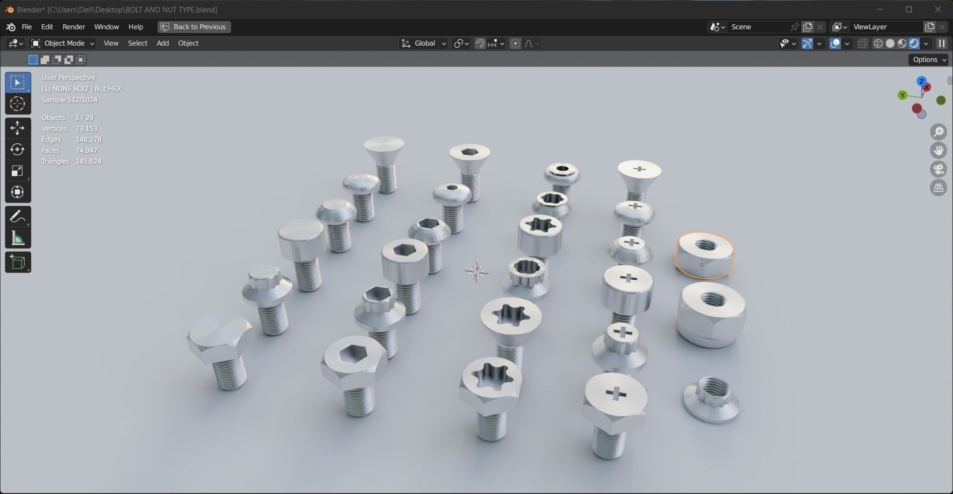 24 bolt and 3 nut 3d model 3D model | CGTrader