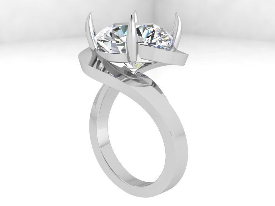 Big stone diamond ring 3469 3D print model 3D model 3D printable | CGTrader