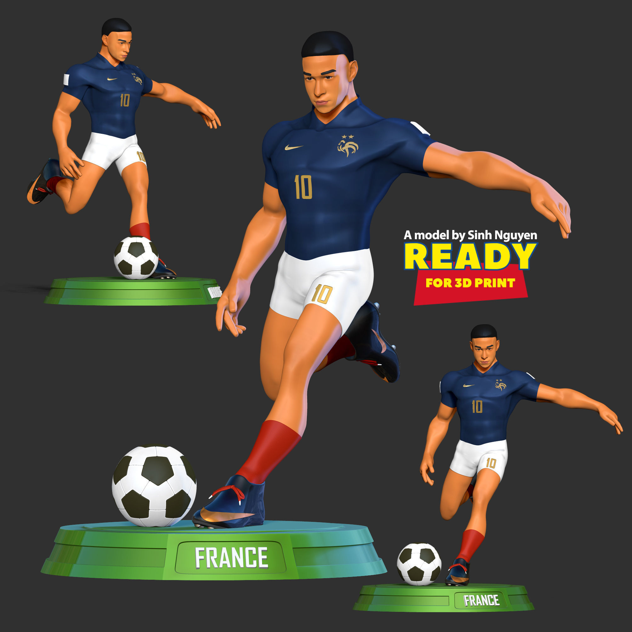 Kylian Mbappe 3D model 3D printable | CGTrader