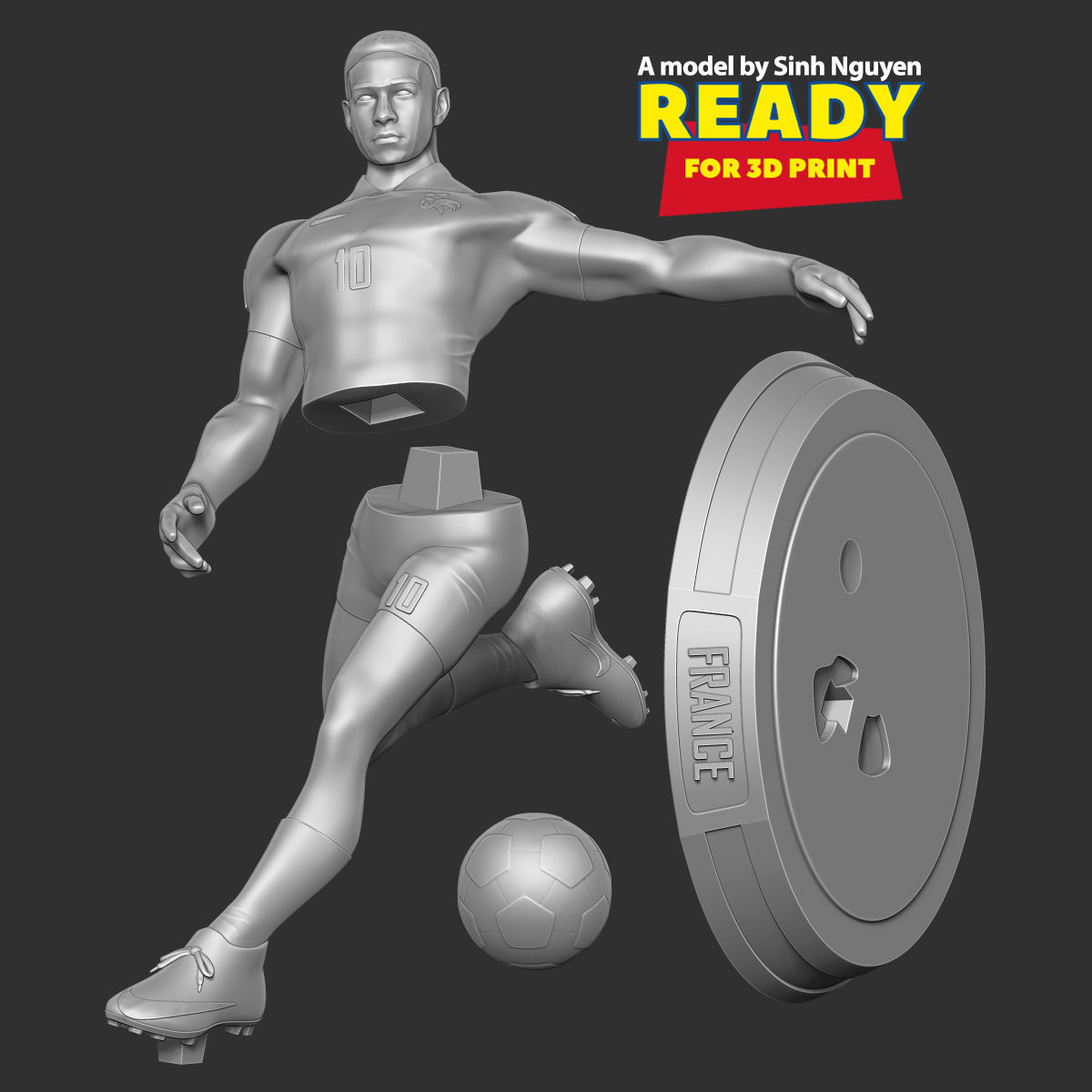 Kylian Mbappe 3D model 3D printable | CGTrader