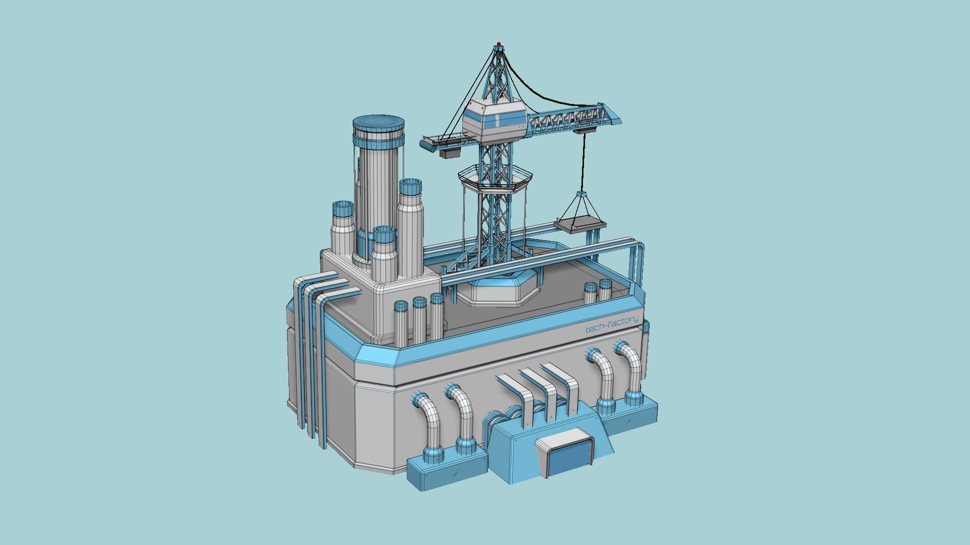 3D model SciFi Factory A01 White Blue - Sci Fi Exterior Design VR / AR ...