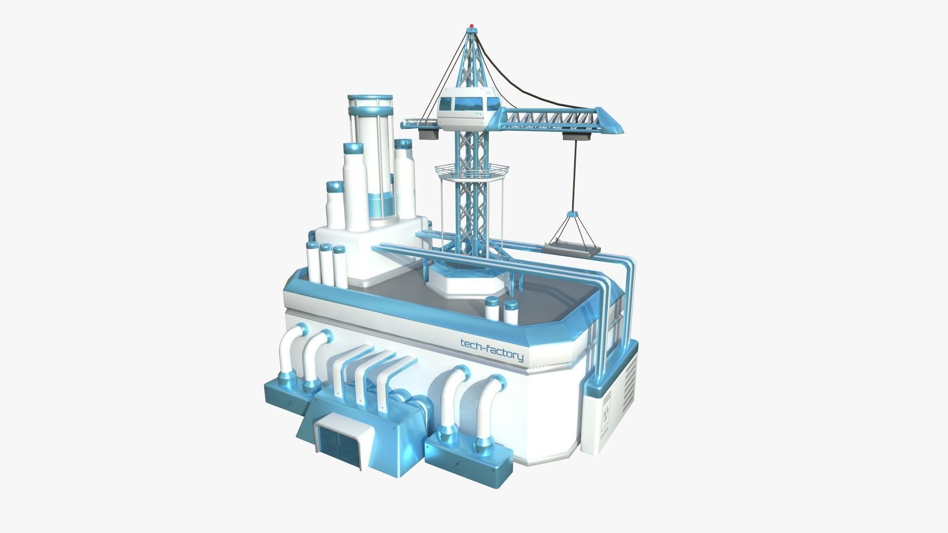 3D model SciFi Factory A01 White Blue - Sci Fi Exterior Design VR / AR ...