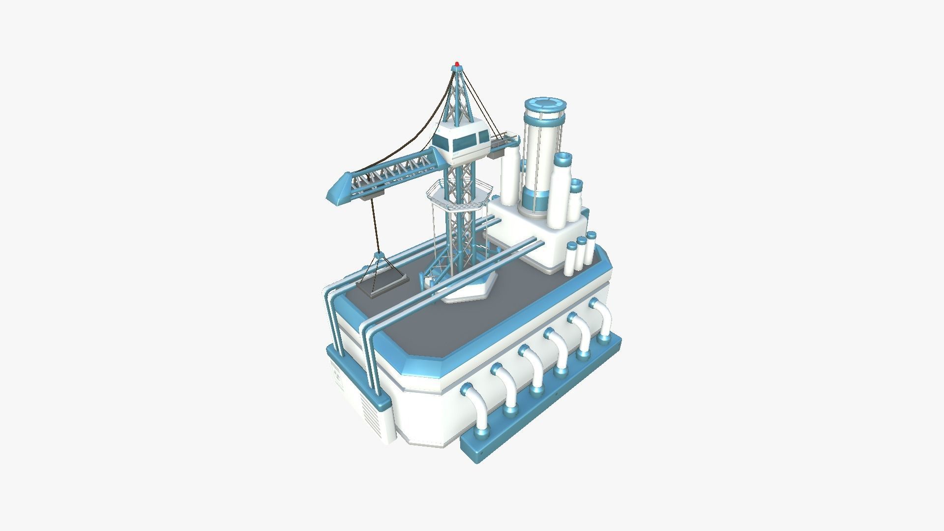3D model SciFi Factory A01 White Blue - Sci Fi Exterior Design VR / AR ...
