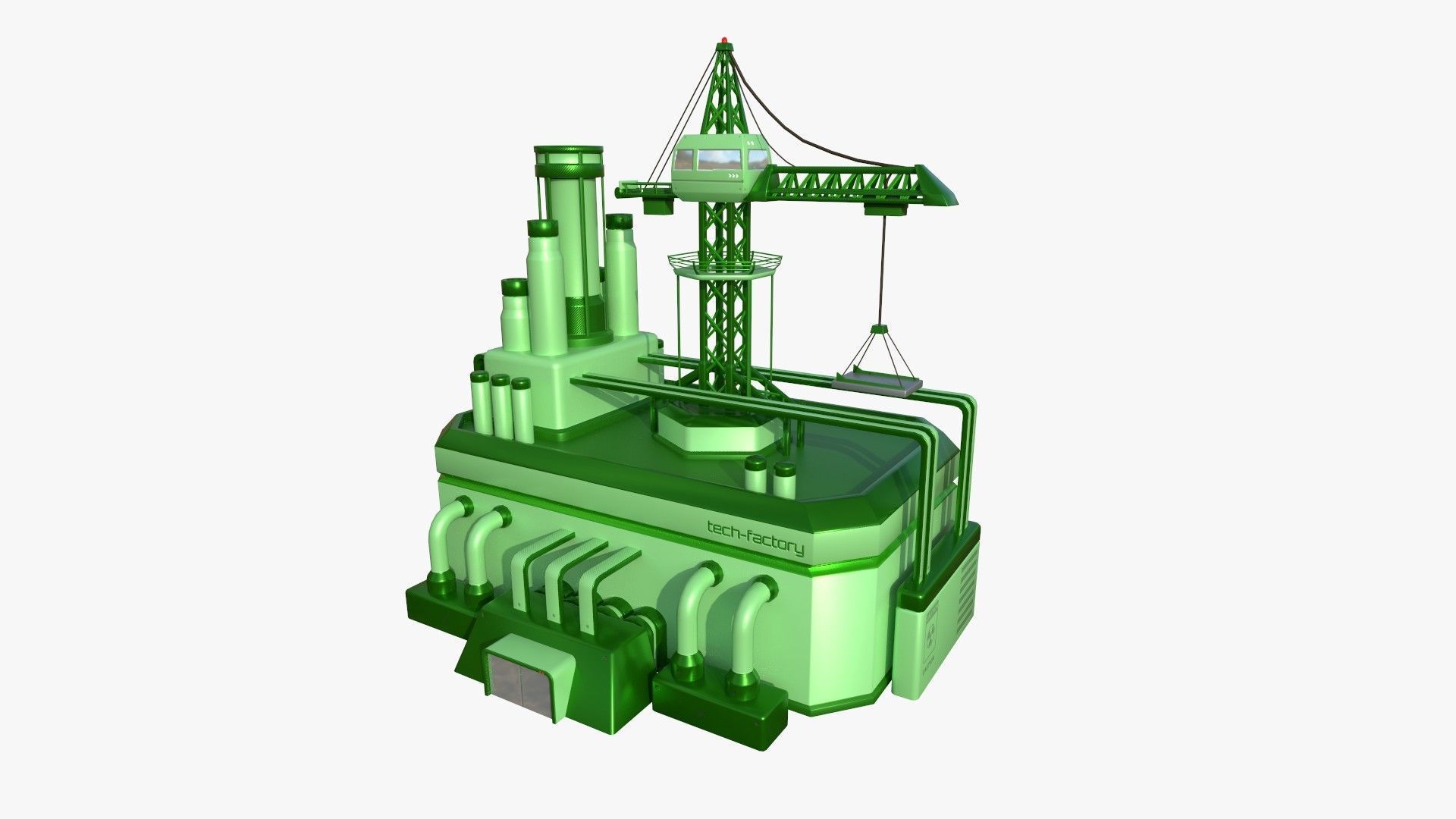 3D model SciFi Factory A06 Green - Sci Fi Exterior Design VR / AR / low ...