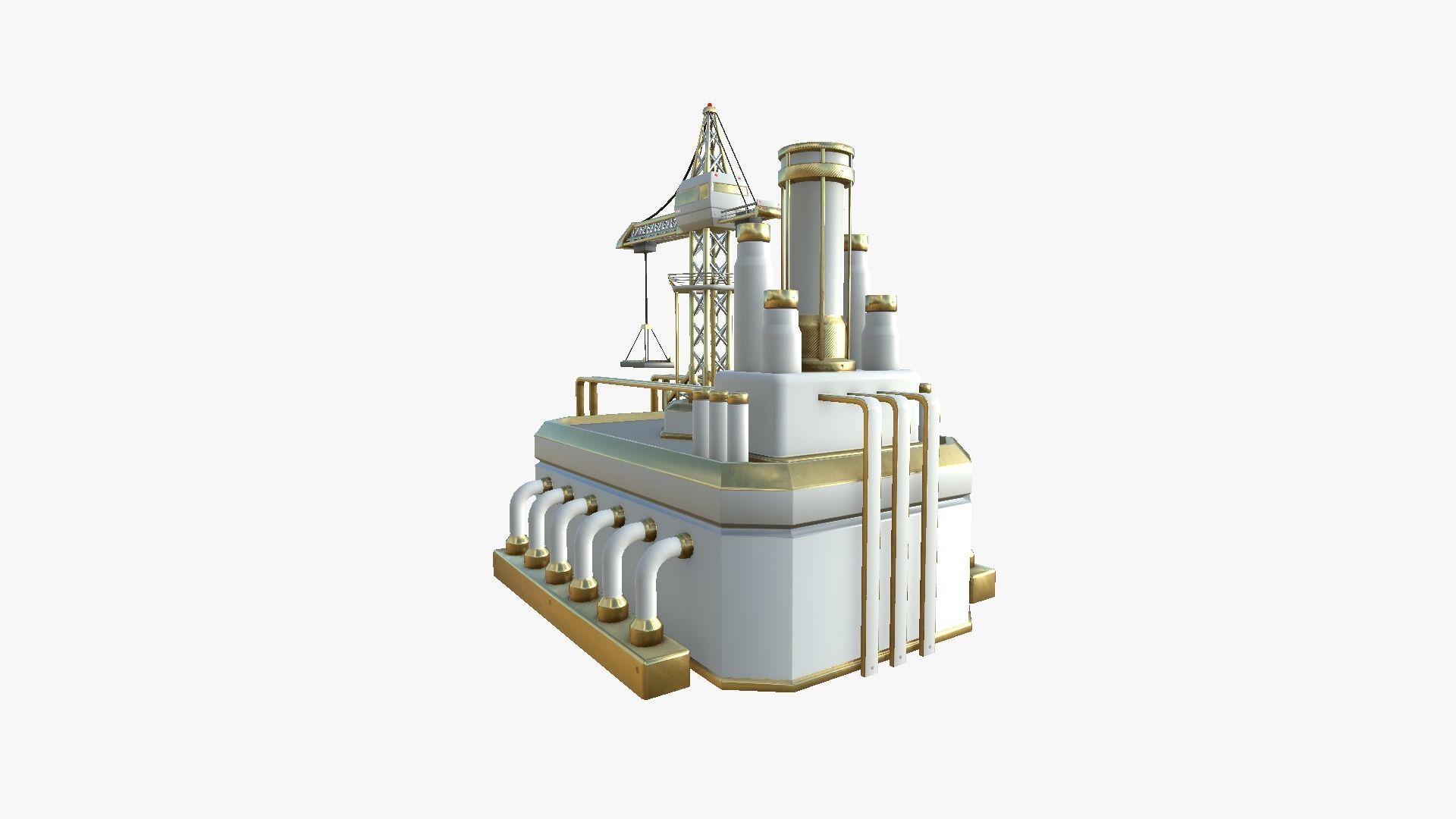 3D model SciFi Factory A11 Gold - Sci Fi Exterior Design VR / AR / low ...