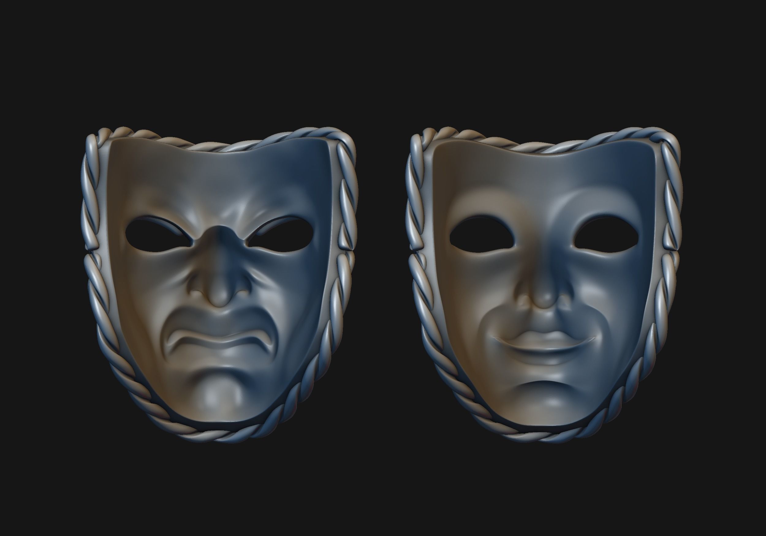 Theater Masks 3D model 3D printable | CGTrader