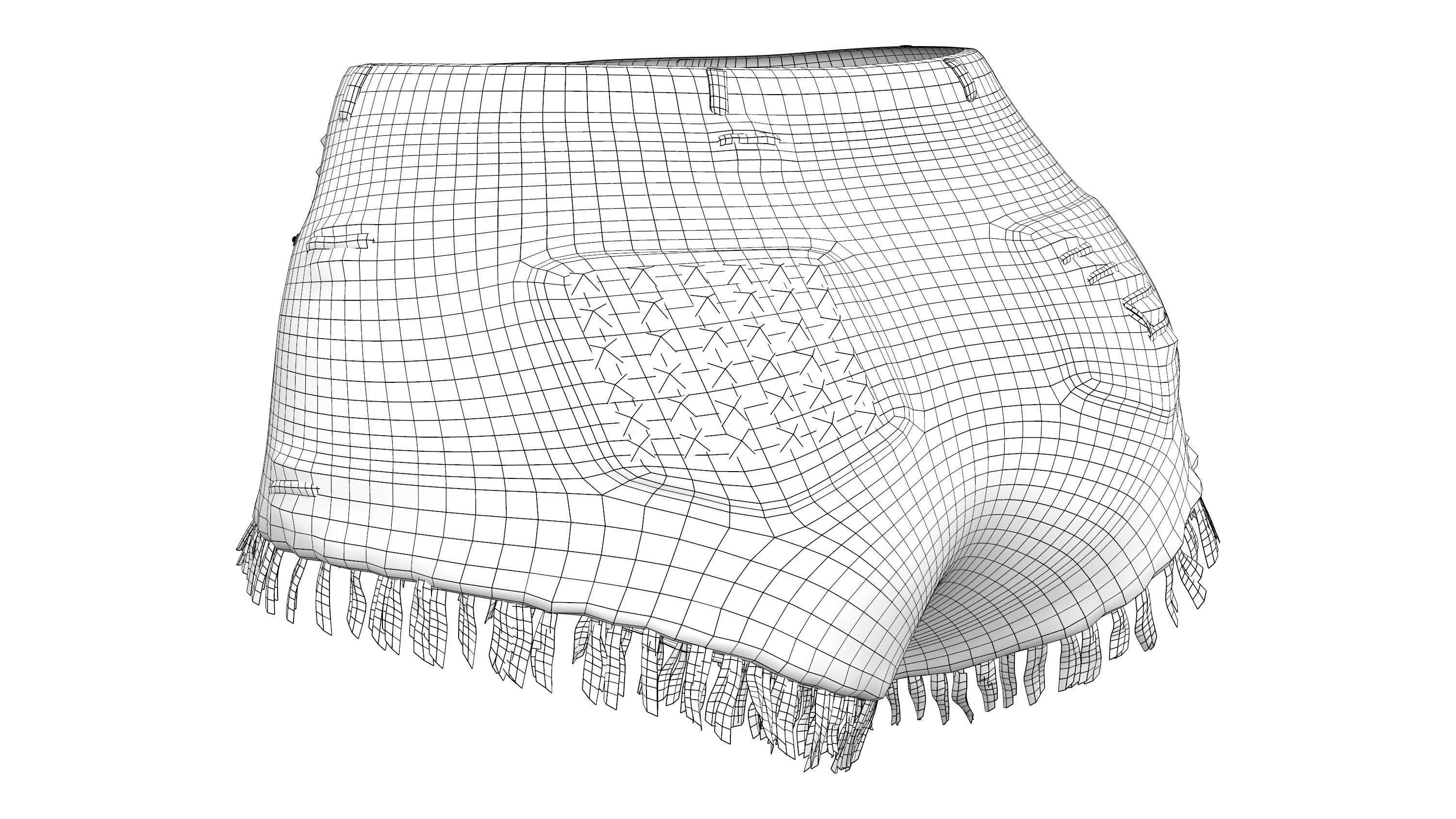 3D model Short Denim Pants With Front And Back Rivets VR / AR / low ...