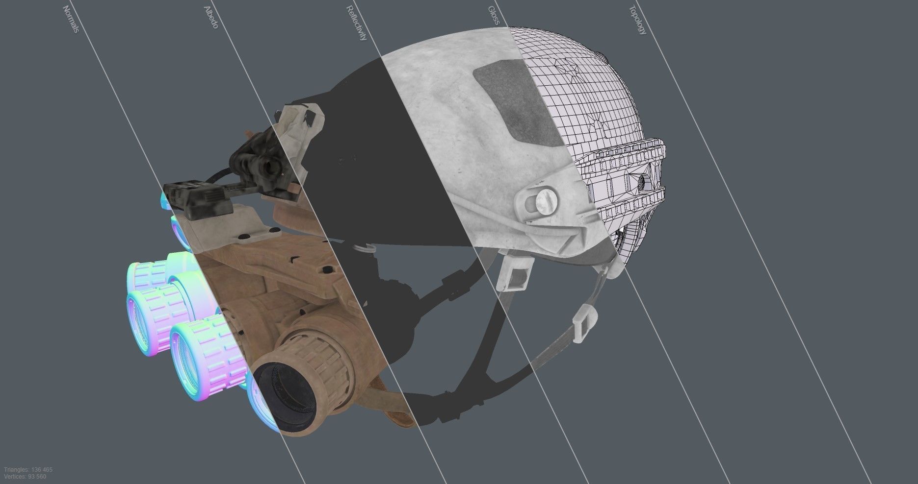 3D model Airframe and GPNVG-18 night vision device VR / AR / low-poly ...