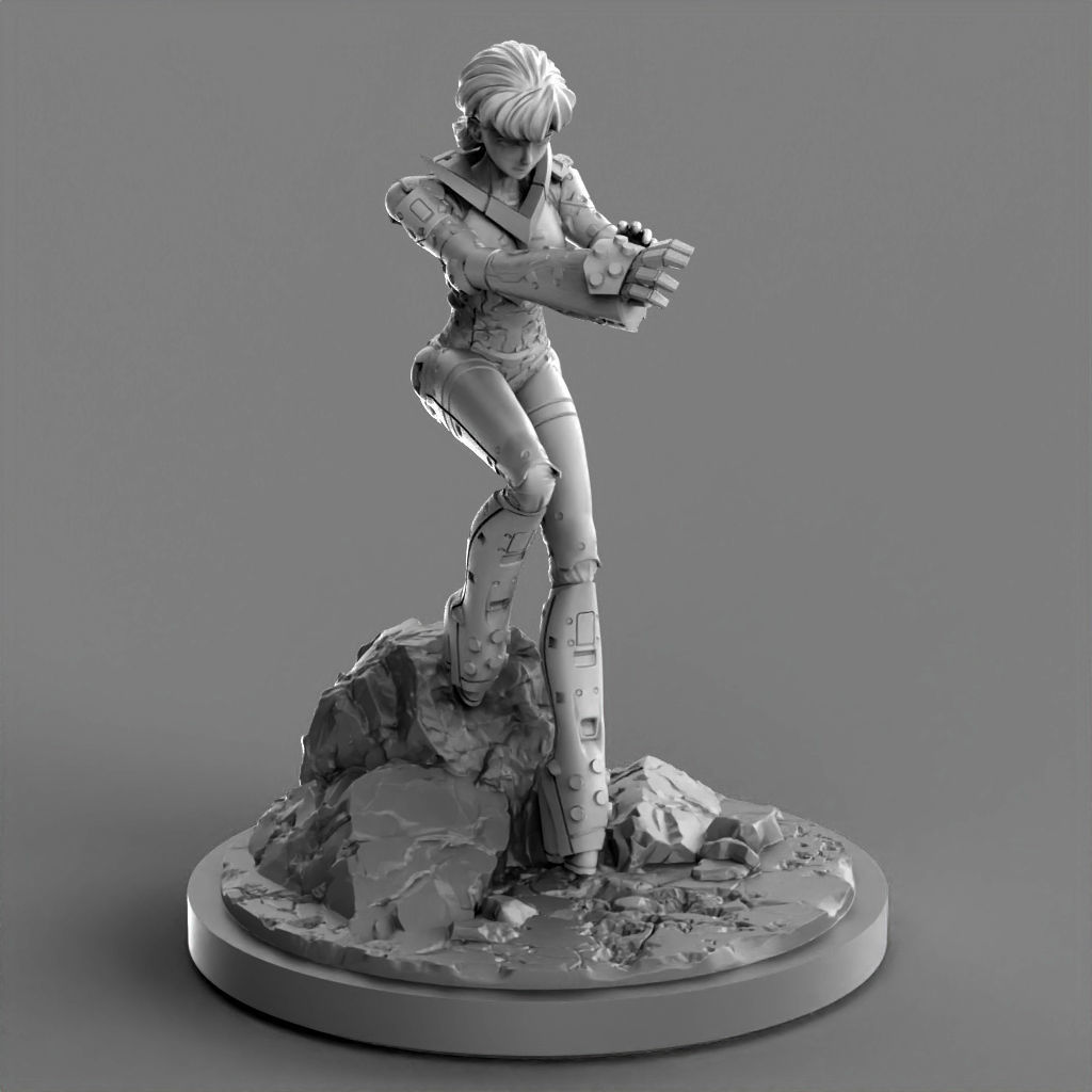 Priss in Hardsuit 2 Poses and Bike 32mm Scale 3D model 3D printable ...