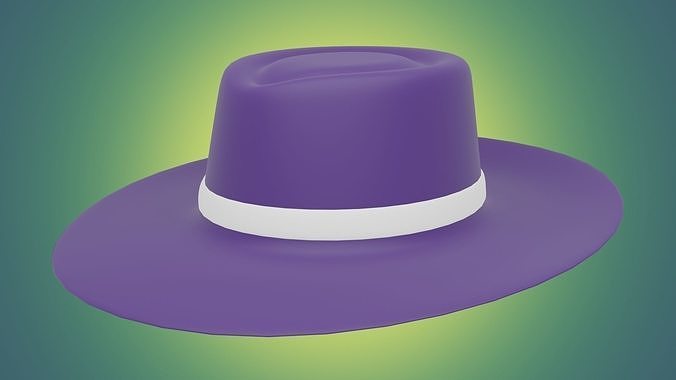 Purple Panama Hat in 3D Easy Cartoon Style 3D model | CGTrader