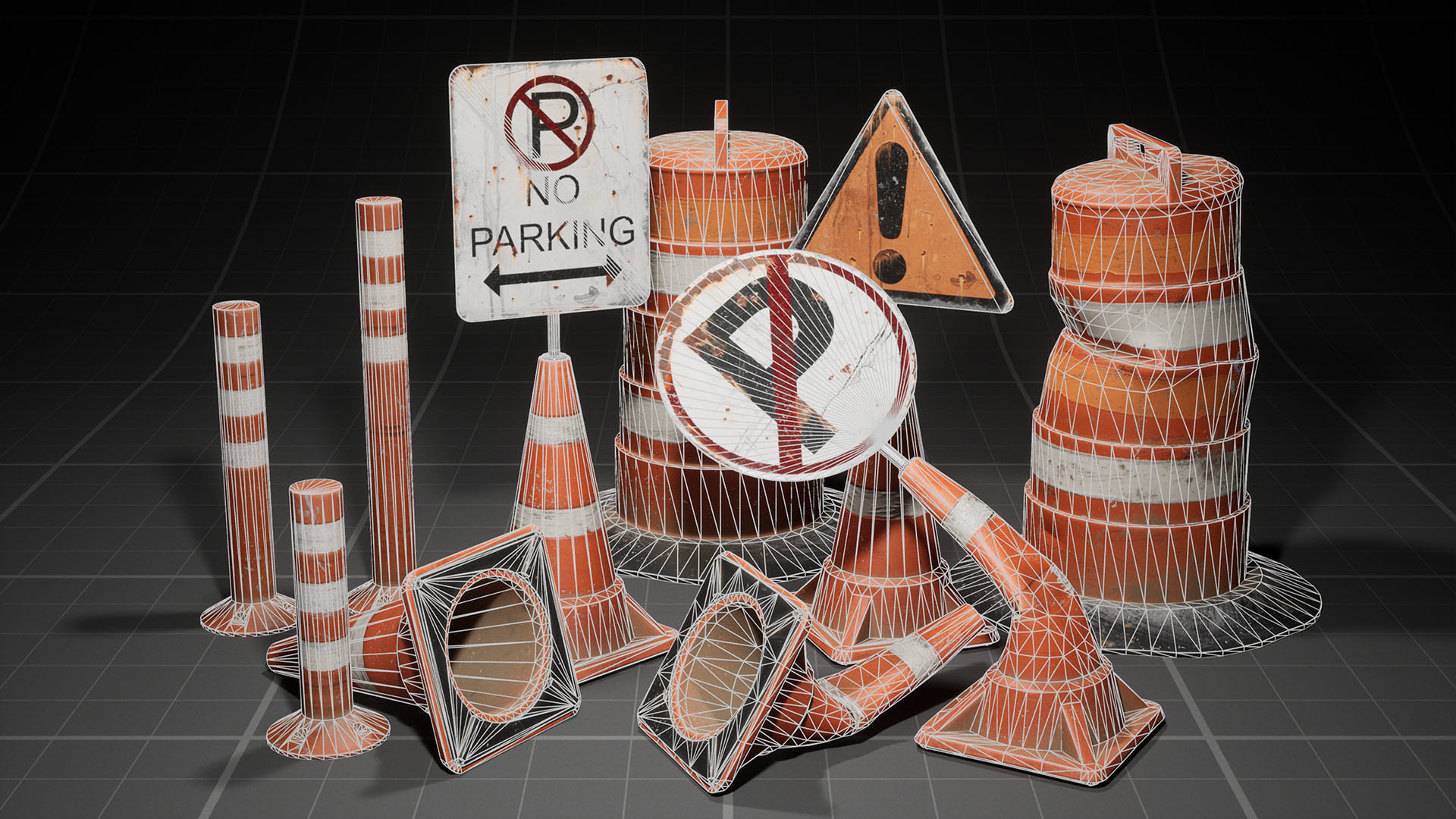 3D model Used Road Props batch01 VR / AR / low-poly | CGTrader