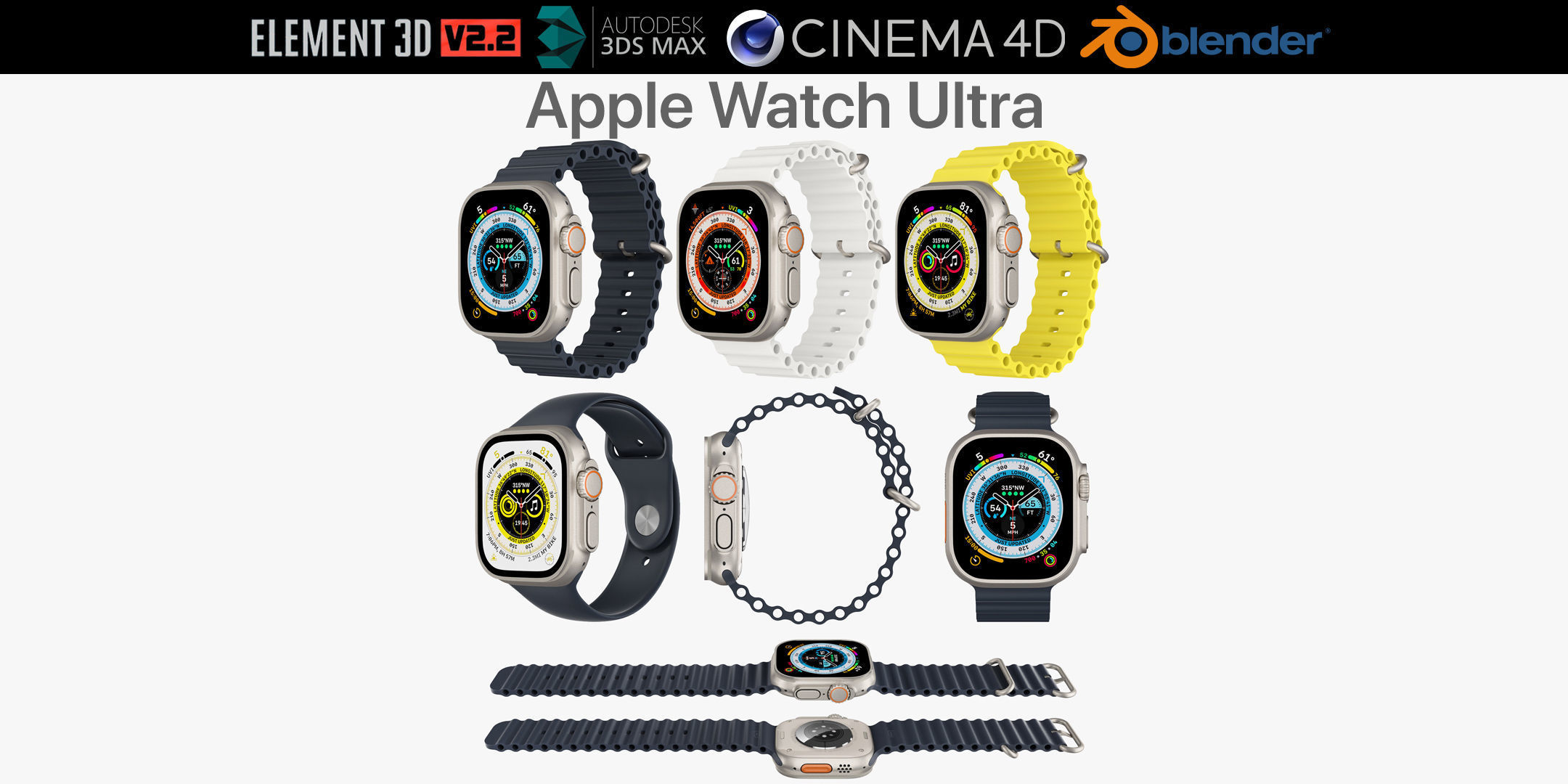 Apple Watch Ultra all colors 3D model | CGTrader