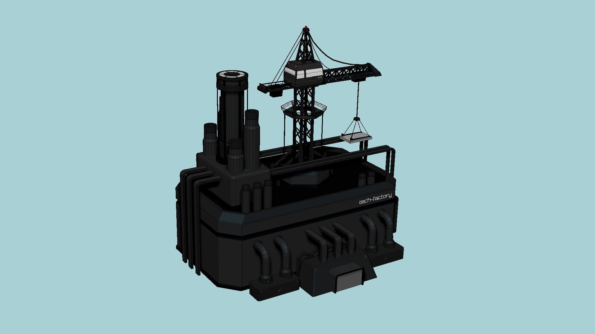 3D model SciFi Factory A07 Black - Sci Fi Exterior Design VR / AR / low ...