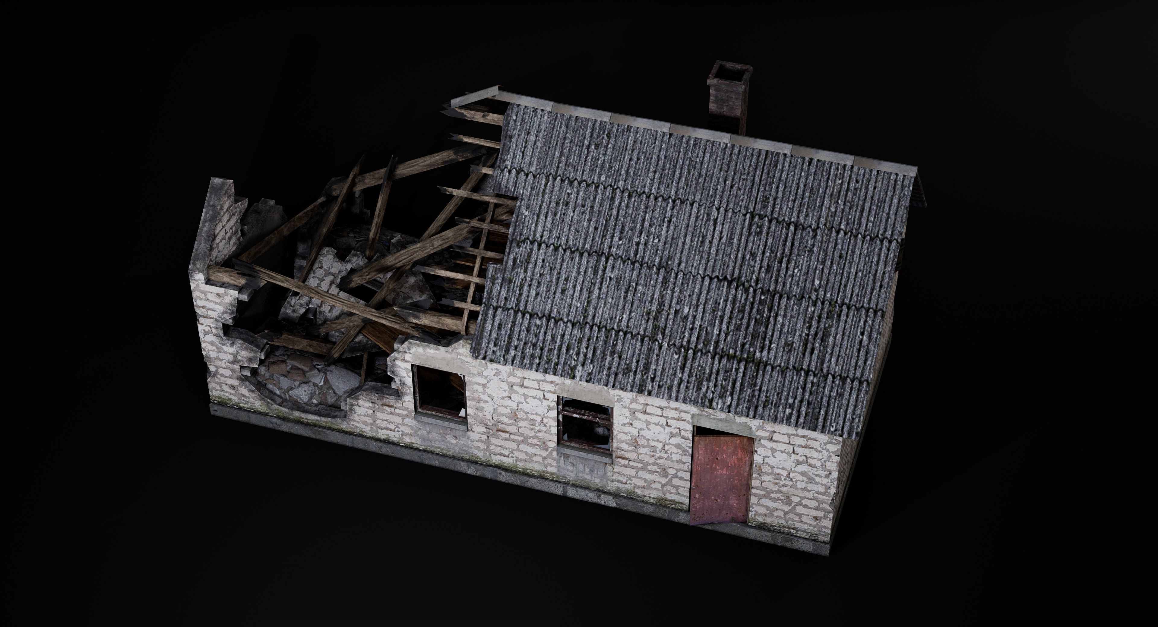 3D model Abandoned destroyed house VR / AR / low-poly | CGTrader