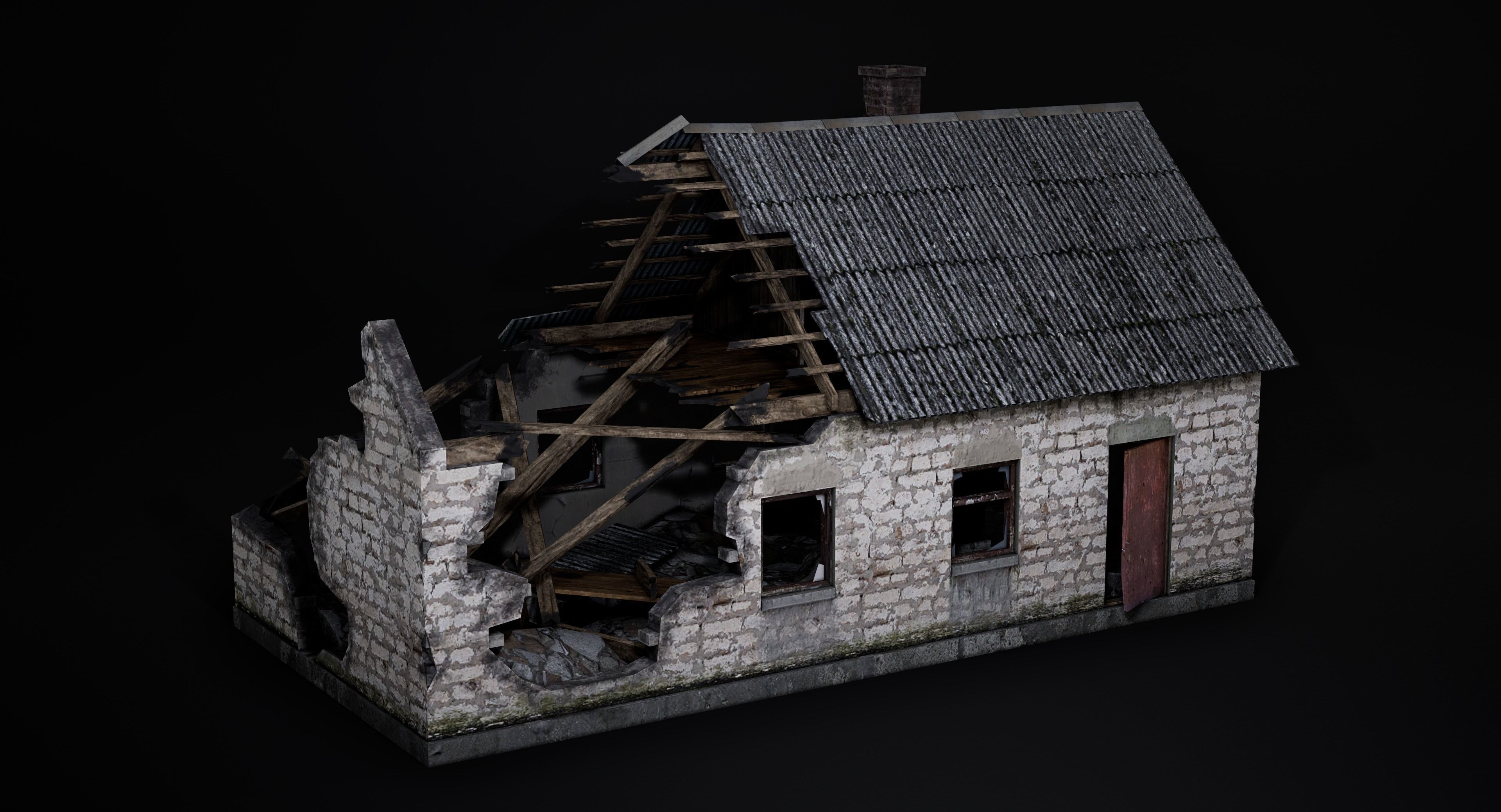 3D model Abandoned destroyed house VR / AR / low-poly | CGTrader