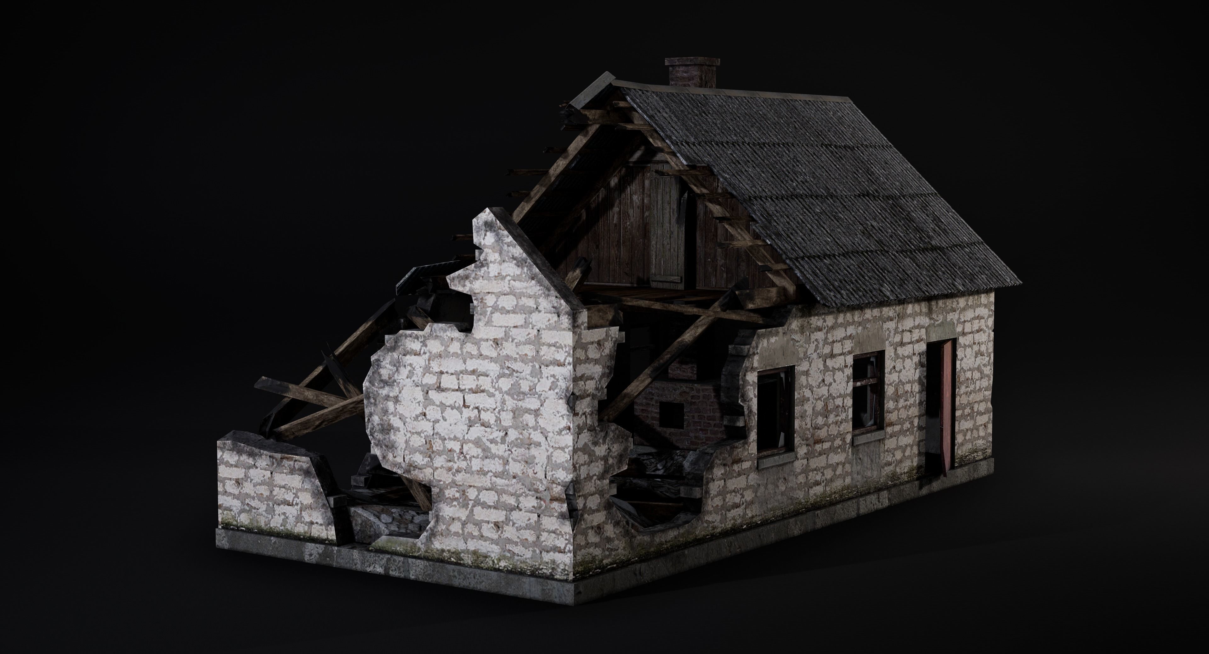 3D model Abandoned destroyed house VR / AR / low-poly | CGTrader