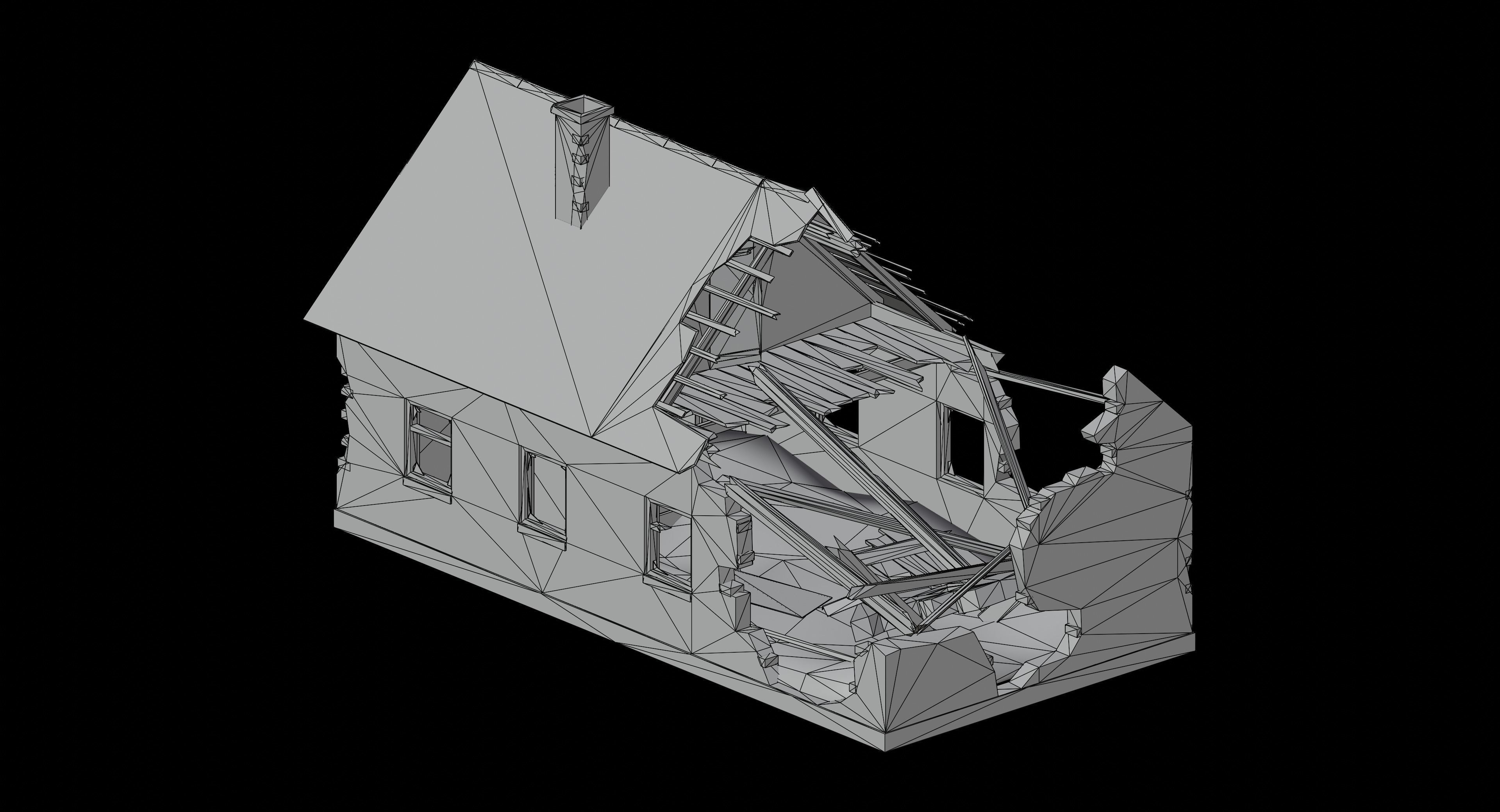 3D model Abandoned destroyed house VR / AR / low-poly | CGTrader