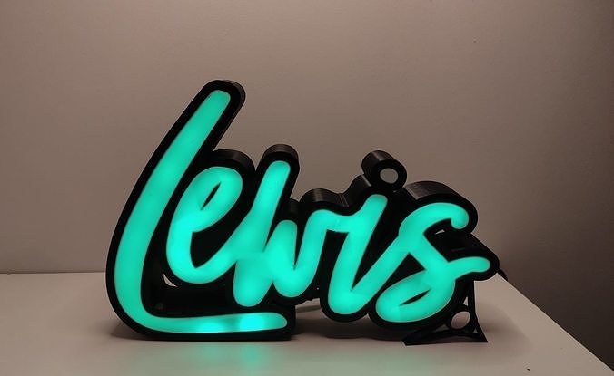 Lewis LED-sign 3D model 3D printable | CGTrader