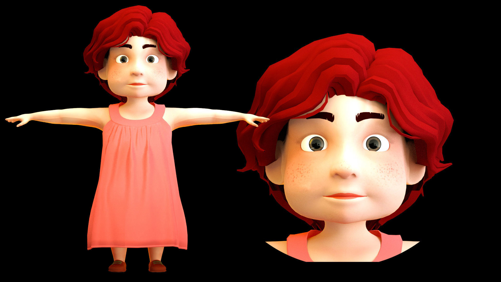 Cartoon aunt chartered woman old woman old man elder sister 3D model ...