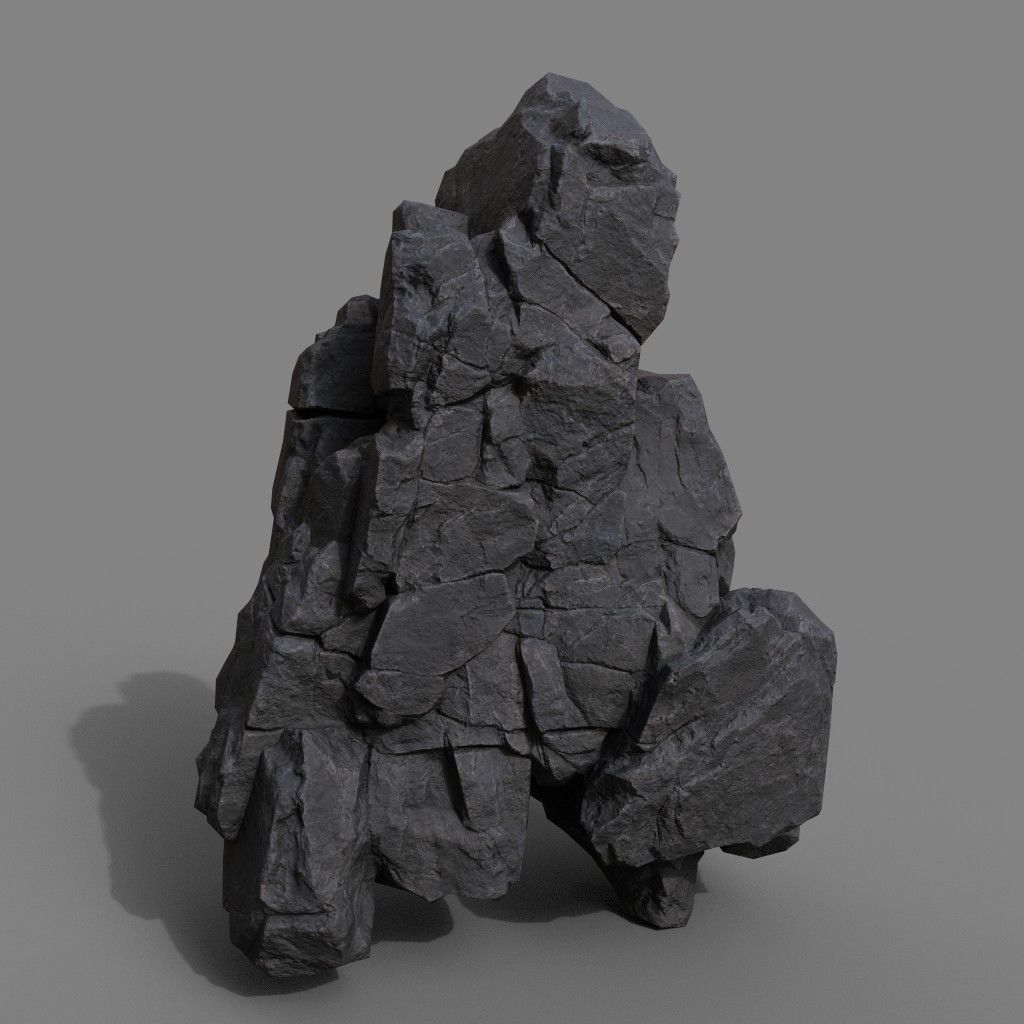 3D model Low Poly Black Rock Formation 221219 - Ultra HD 16K Texture VR ...