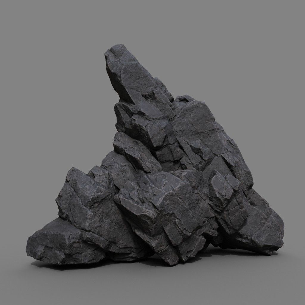 3D model Low Poly Black Rock Formation 221219 - Ultra HD 16K Texture VR ...